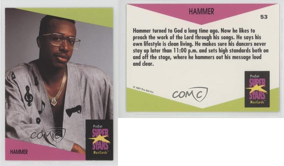 1991 Pro Set Super Star MusiCards UK MC Hammer Hammer #53 0jk3 | eBay