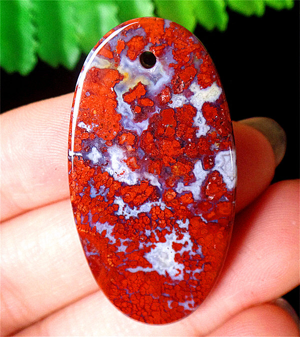 41x22x6mm Natural Tiger Stripes Red Jasper Reiki Oval Pendant Bead ...