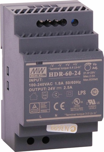 Ultra-slim design 24VDC 60W 2.5A DIN Rail Switchmode Power Supply ...