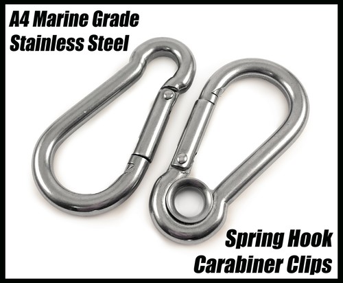 A4 Marine Grade Stainless Steel Carabiner Spring Hook Snap Clips ...