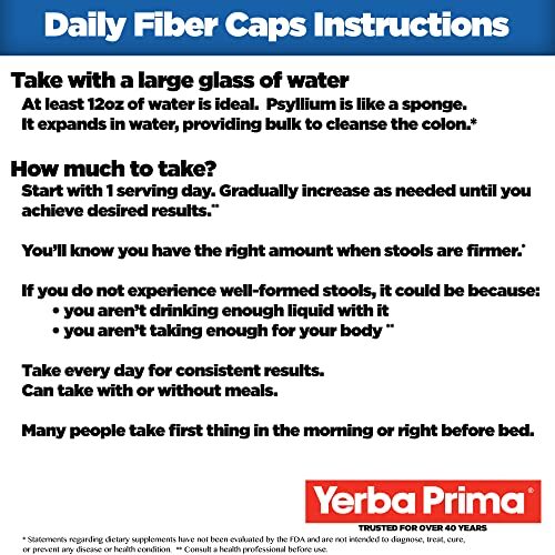 Yerba Prima Daily Fiber Caps - 180 - Soluble & Insoluble Dietary Fiber ...