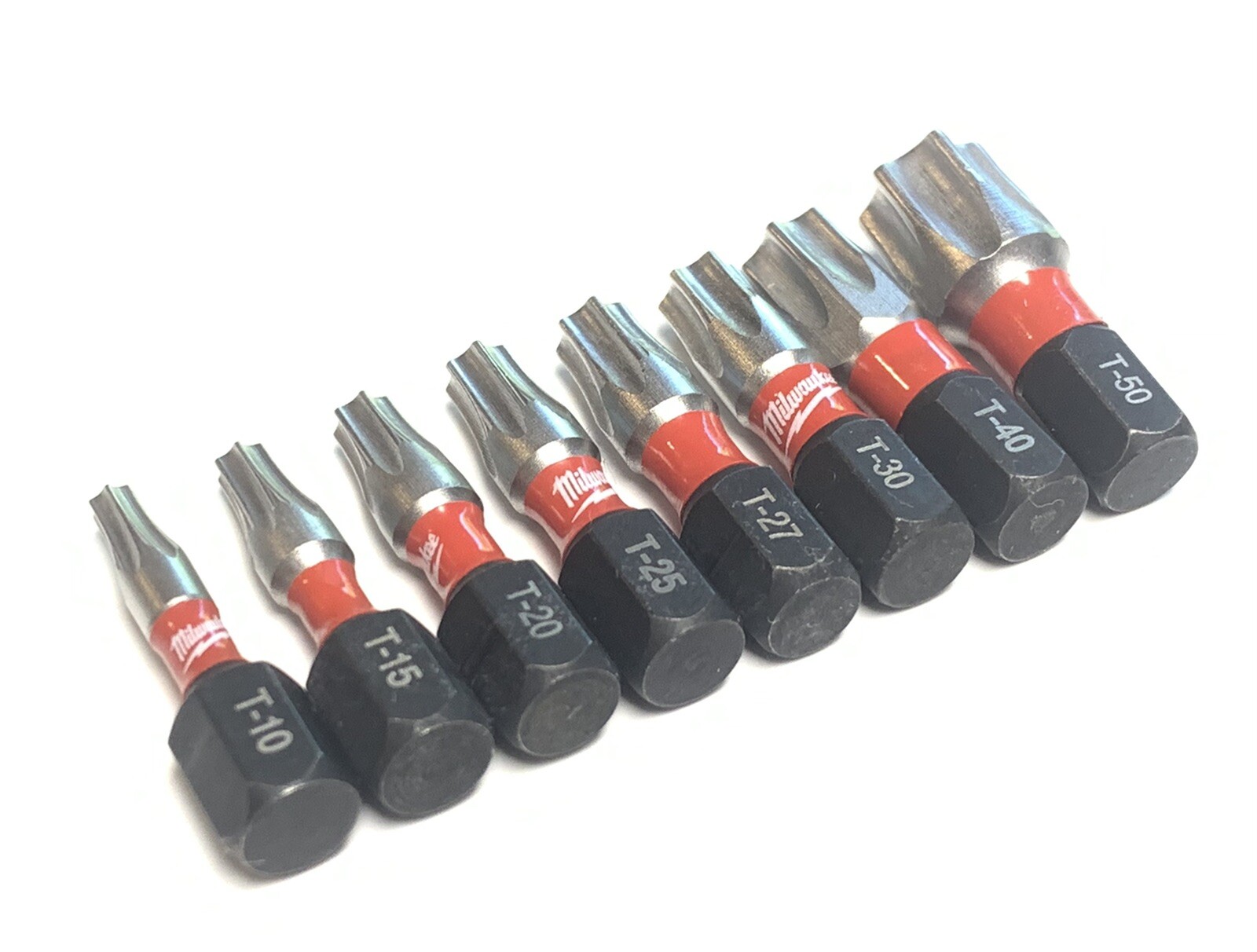 T10 T15 T20 T25 T27 T30 T40 T50 New Milwaukee SHOCKWAVE 1 in. 8 Pc Torx ...
