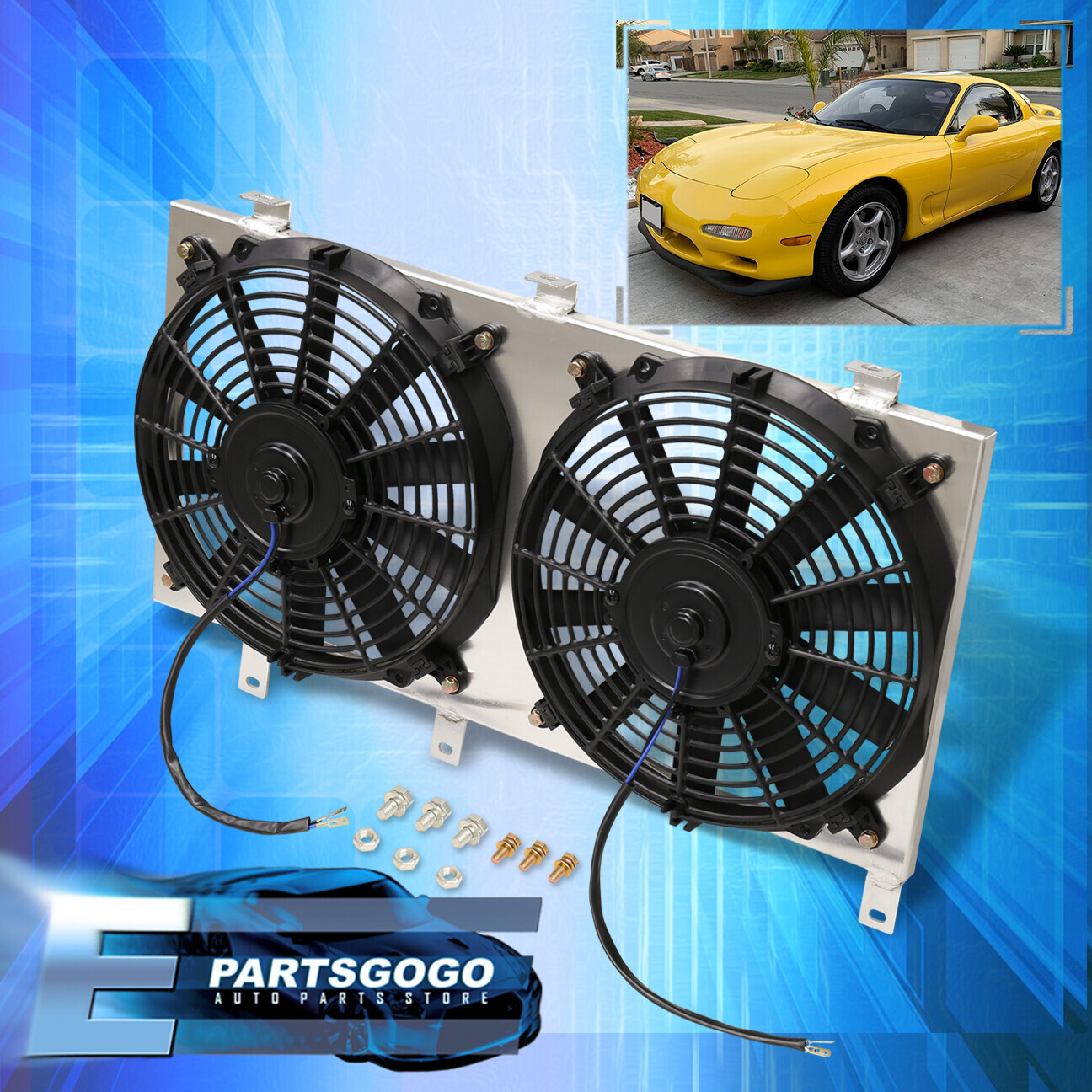For 93-97 Mazda RX7 FD FD3S M/T Aluminum Cooling Radiator Fan Shroud ...