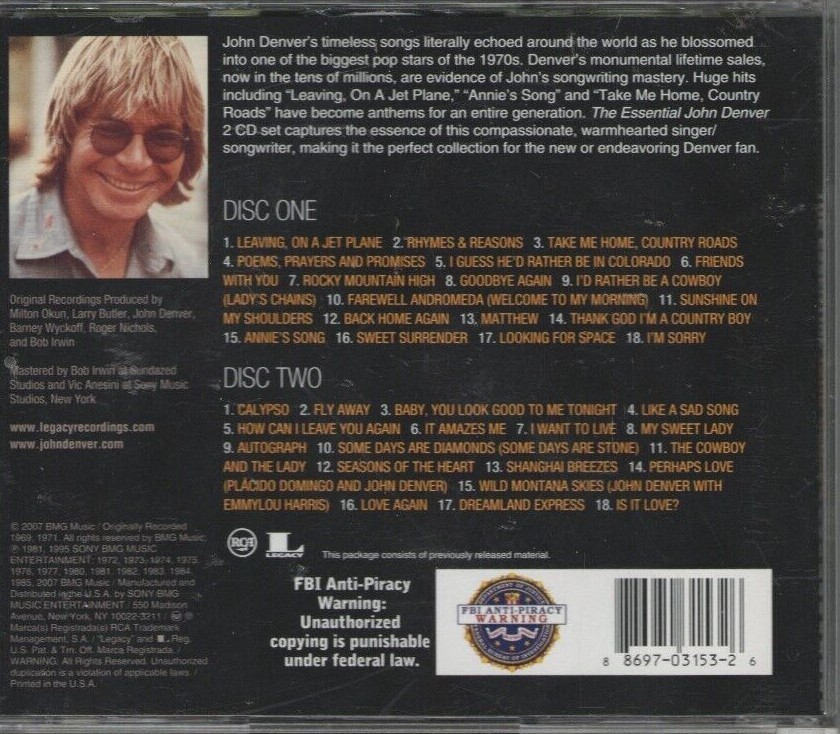 John Denver - The Essential John Denver (CD 2007) 886970315326 | eBay