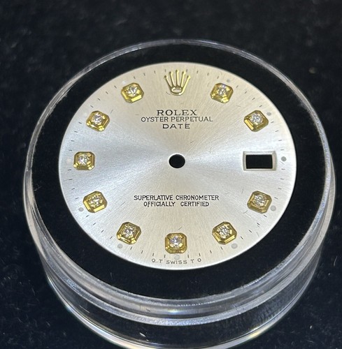 Rolex Date 34mm Watch Custom Silver Diamond Dial For Models 15233 ...