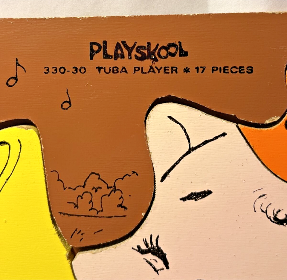 Vintage Playskool Wooden Puzzle Pig Tuba Player 330-30 17 Pieces ...