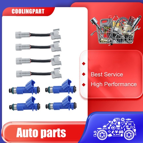 4x Fuel Injectors & Adapters Fit Honda Acura RDX RSX Series 96-06 16450 ...