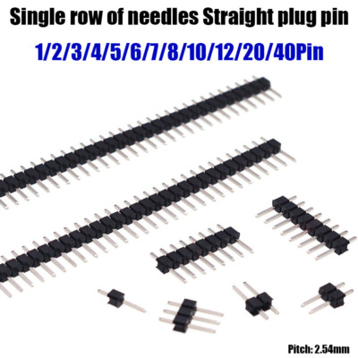 2.54mm Single Row Male 1~40P PCB Board Pin Header Connector Strip ...