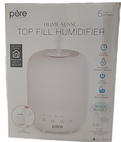 Pure Hume Sense Top Fill Humidifier 3 Liter Tank 475 Sq Ft Auto Shut ...