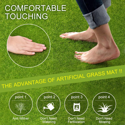 2 Sizes Synthetic Artificial Grass Mat Green Non-Qoven Fabric Fake Faux ...