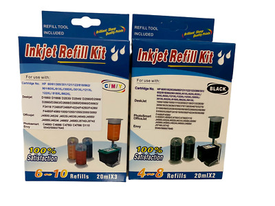 Black & Tri-Color Ink Cartridge Refill Box Kit for HP 62 63 64 65 65XL ...
