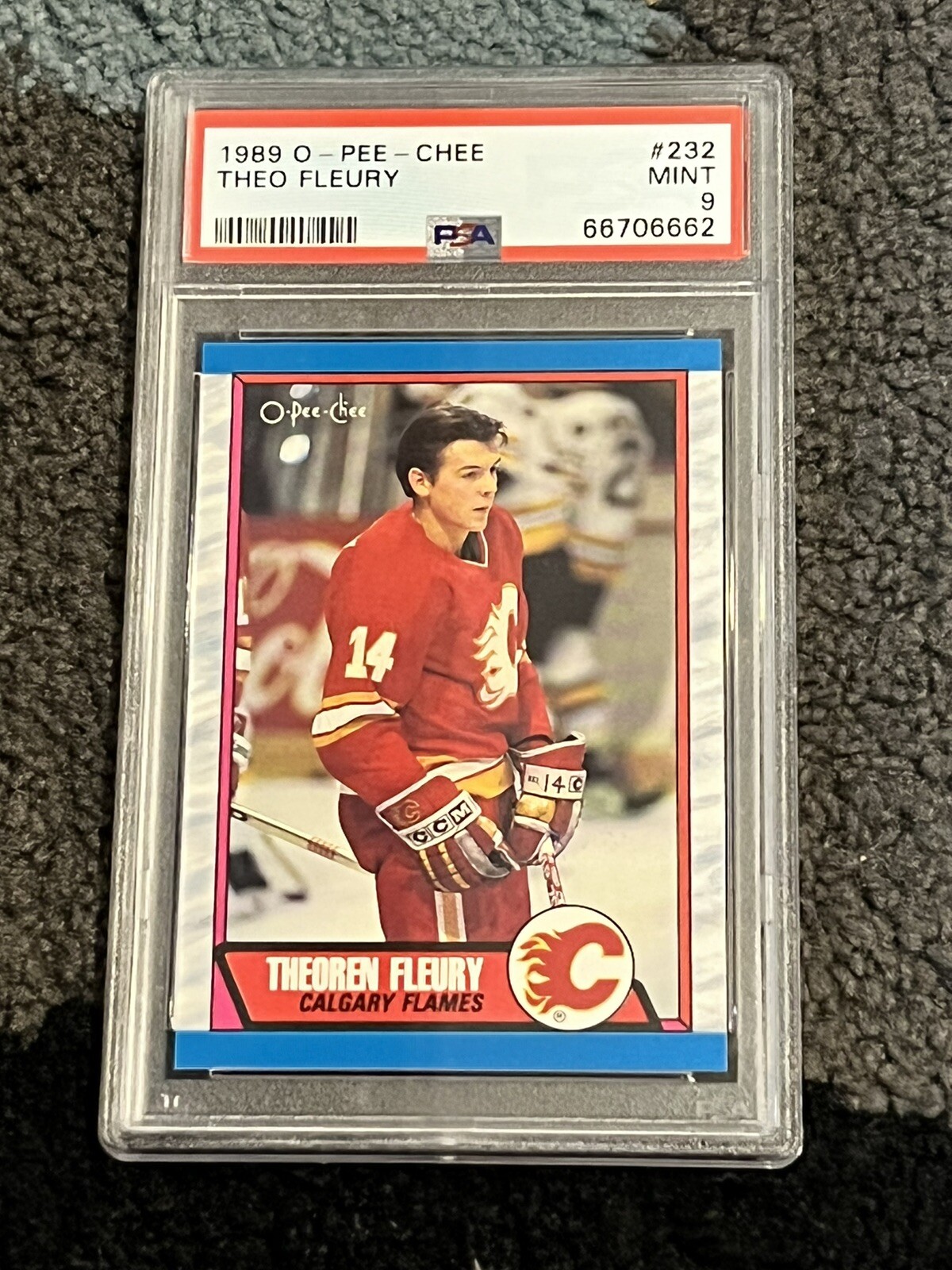 PSA 9 MINT HOCKEY CARD OPC 1989 O-PEE-CHEE THEO FLEURY ROOKIE CALGARY ...