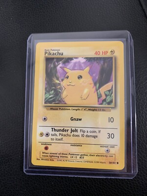 POKEMON VERY NICE PIKACHU BASE SET YELLOW CHEEK 1999 CARD #58 | eBay