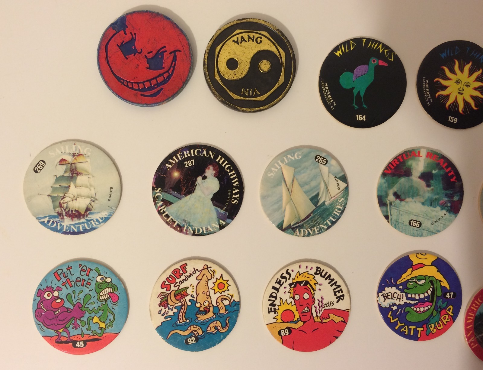 16 OFFICIAL SLAMMER WHAMMERS POGS IMPERIAL 1994 - 12 cardboard / 2 ...