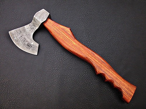 SUPER CUTLERY Custom Handmade Damascus AXE with Rose Wood Handle | eBay