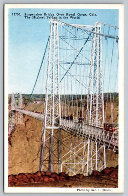 Postcard Royal Gorge Suspension Bridge Canon City Colorado VTG c1920 F8 ...