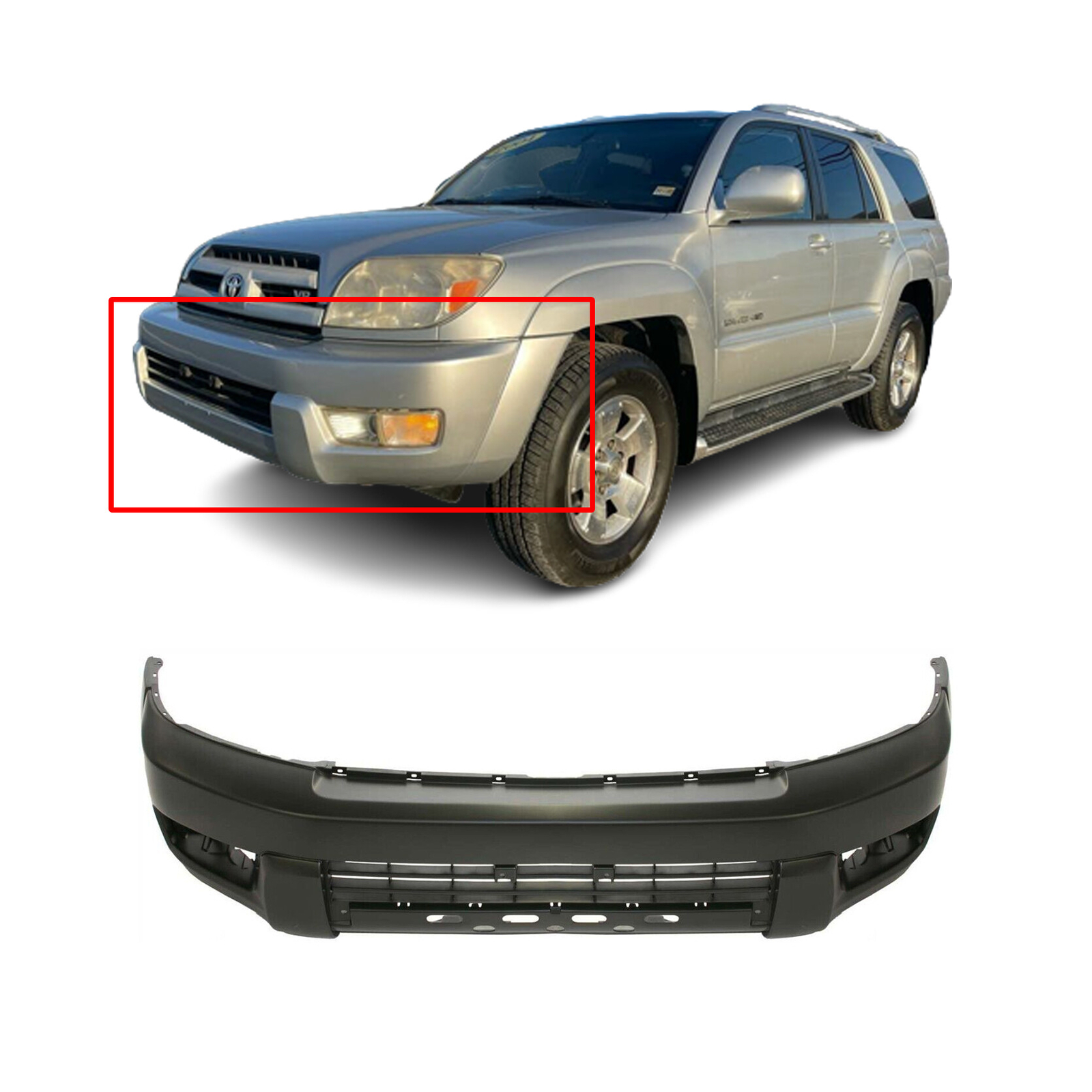 Front Bumper Cover For 2003-2005 Toyota 4Runner W/Fog Light Primed ...