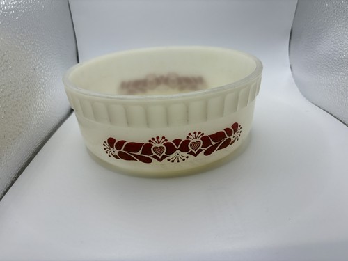 Vintage Agee Pyrex Red Hearts Folk Art Soufflé Casserole Dish | eBay