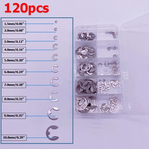 Metal Washer Snap Ring Kit Smooth 120pcs E-clip M1.5 - M10 Plastic Box ...