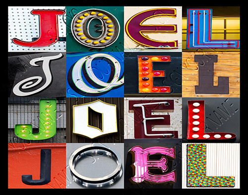 JOEL Name Poster featuring photos of actual sign letters | eBay