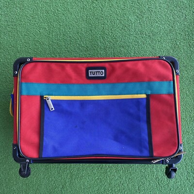 Tutto Suitcase Rolling Office Machine Case On Wheels Multicolored Retro ...