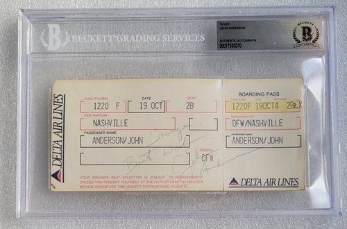 JOHN ANDERSON SIGNED TICKET BECKETT BAS BGS COA AUTOGRAPHED SLABBED ...