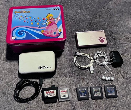 Nintendo DS Lite Video Console & Games - Metallic Rose Nintendogs ...