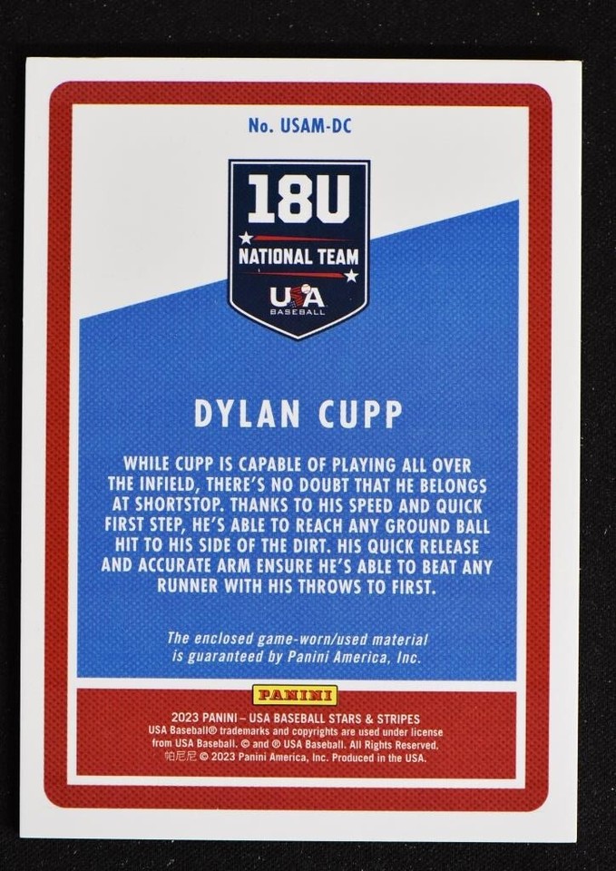 2023 Stars & Stripes USA Material Relic #USAM-DC Dylan Cupp /250 | eBay