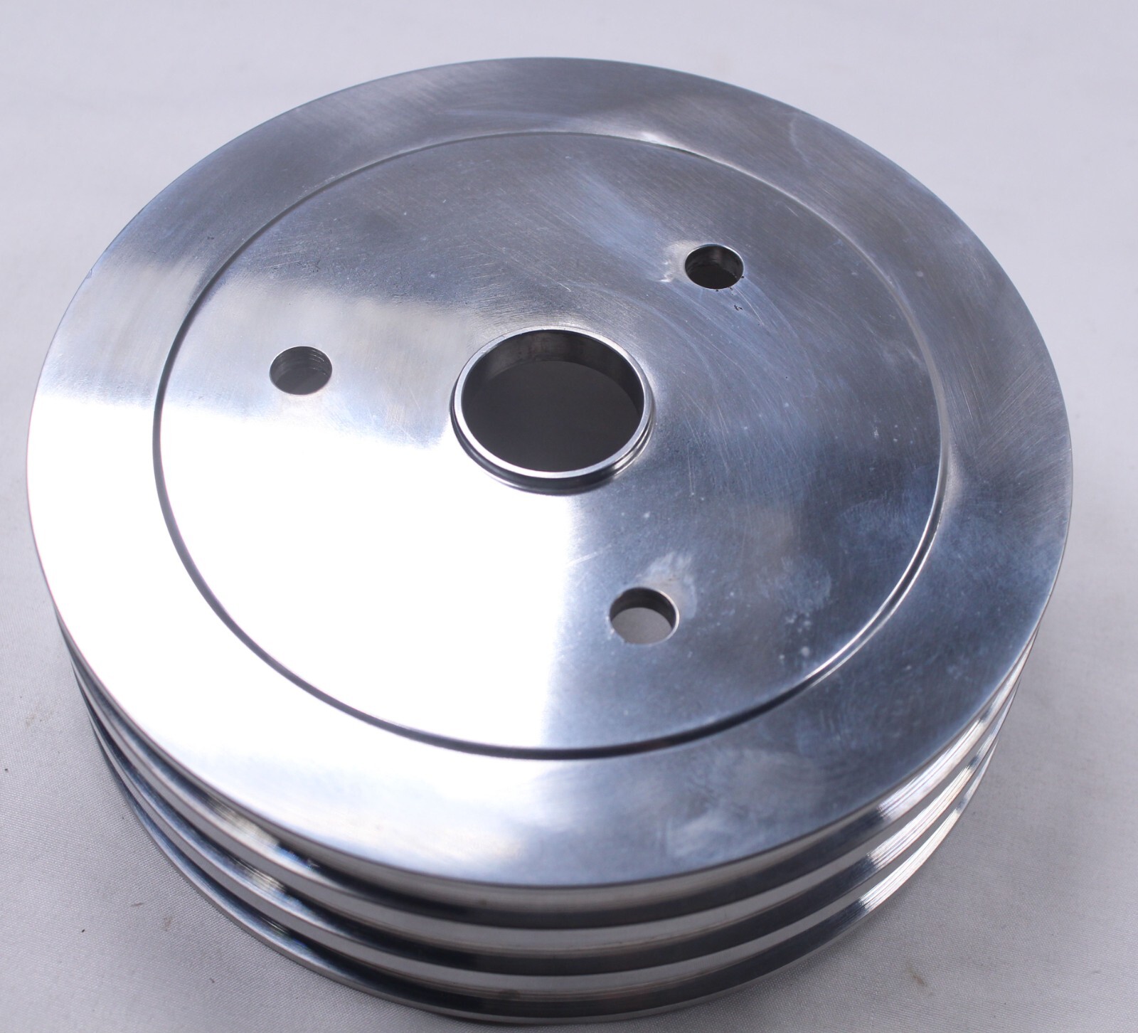 SB Chevy Aluminum 3 Groove Crankshaft Pulley SBC 350 Crank SWP Short ...