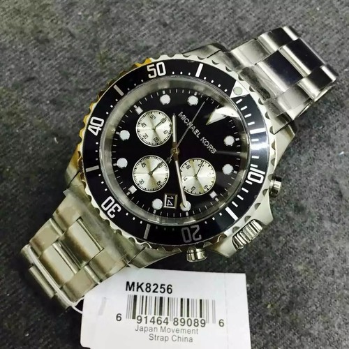 Michael Kors MK8256 Everest Black Dial Chronograph Stainless Steel Men ...