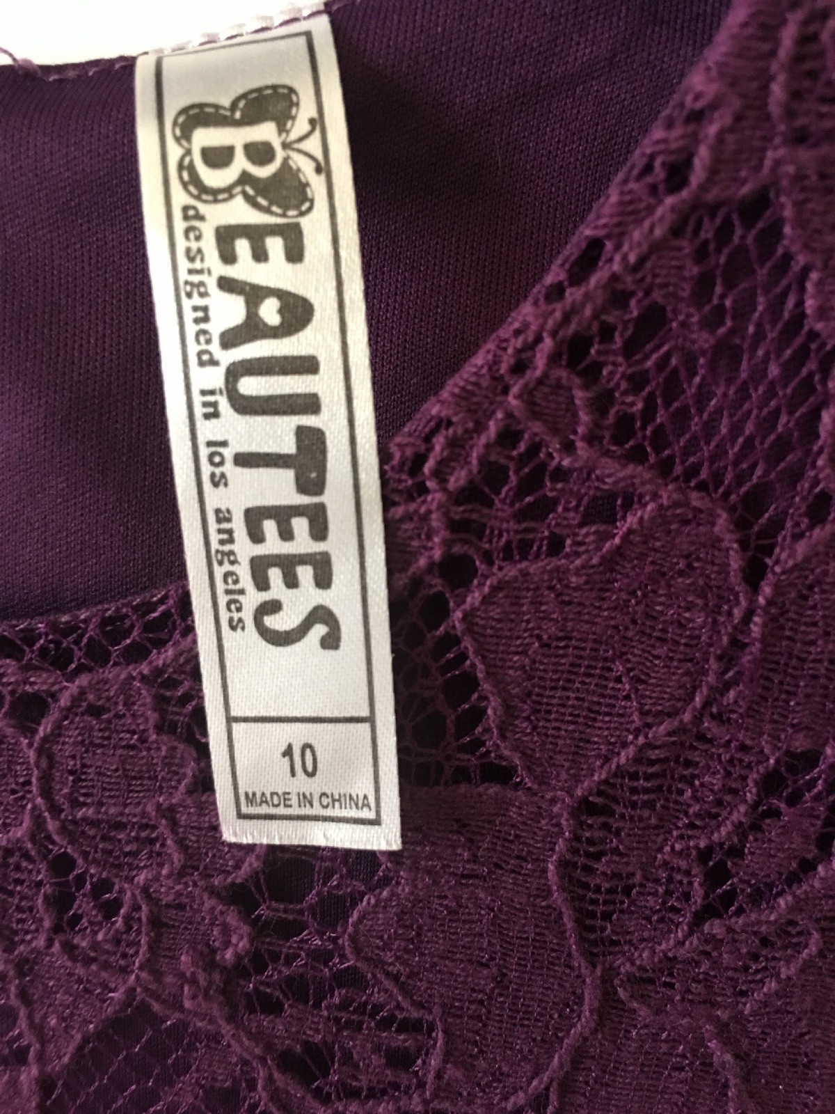 Girls "BEAUTEES" Cap Sleeve Dress Floral Lace Overlay Purple Exec. Cond ...