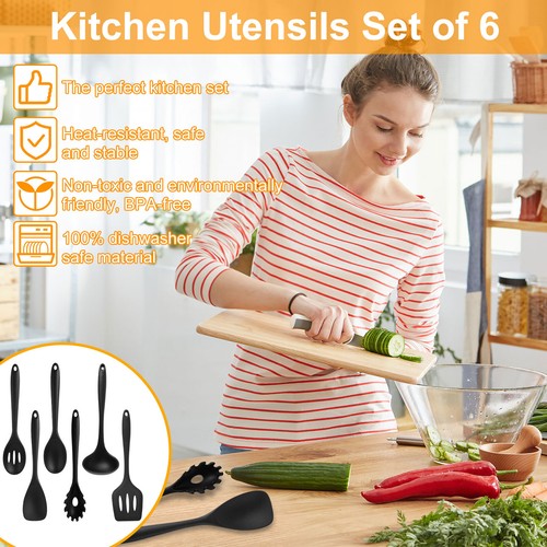 6Pcs Kitchen Cooking Utensils Set Nonstick Silicone Cookware Set ...