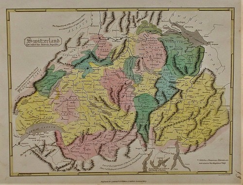 OLD ANTIQUE MAP SWITZERLAND HELVETIC REPUBLIC c1807 ENGRAVING by ...