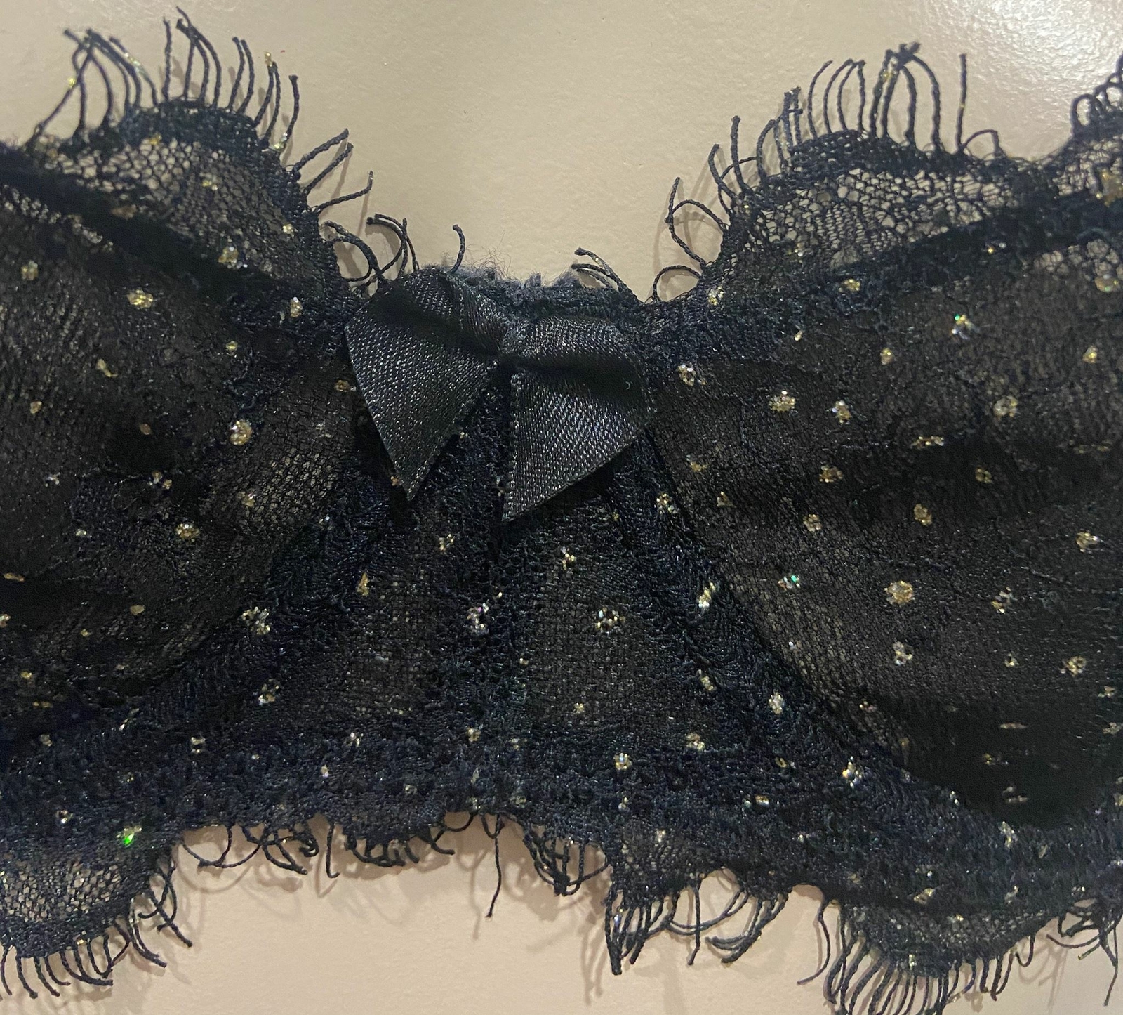 MYLA Black Lace Silver Gold Metallic Stitch Detail Un… - Gem