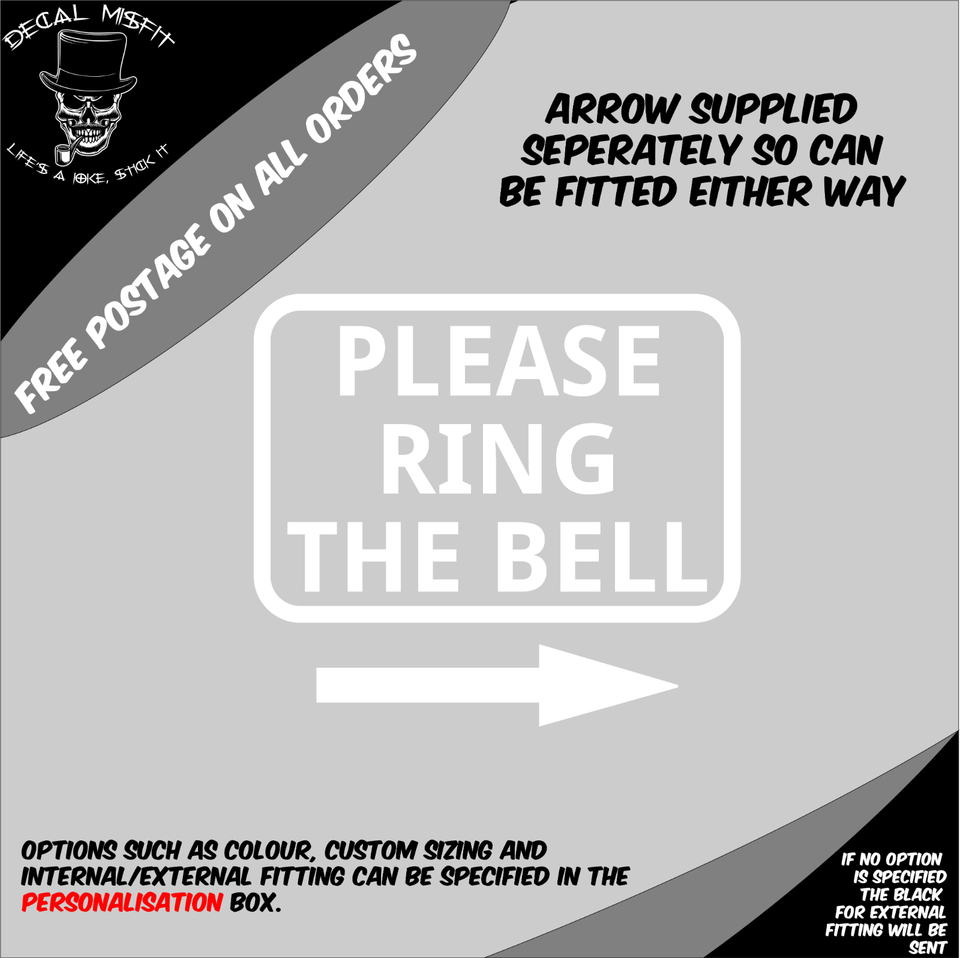 Please Ring The Bell Doorbell Business Home Front Door Window Vinyl ...