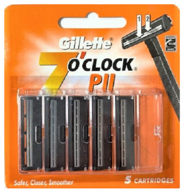 Gillette 7 Oclock PII Trac II Razor Blade Refills, No Lube Strip, 5 ...