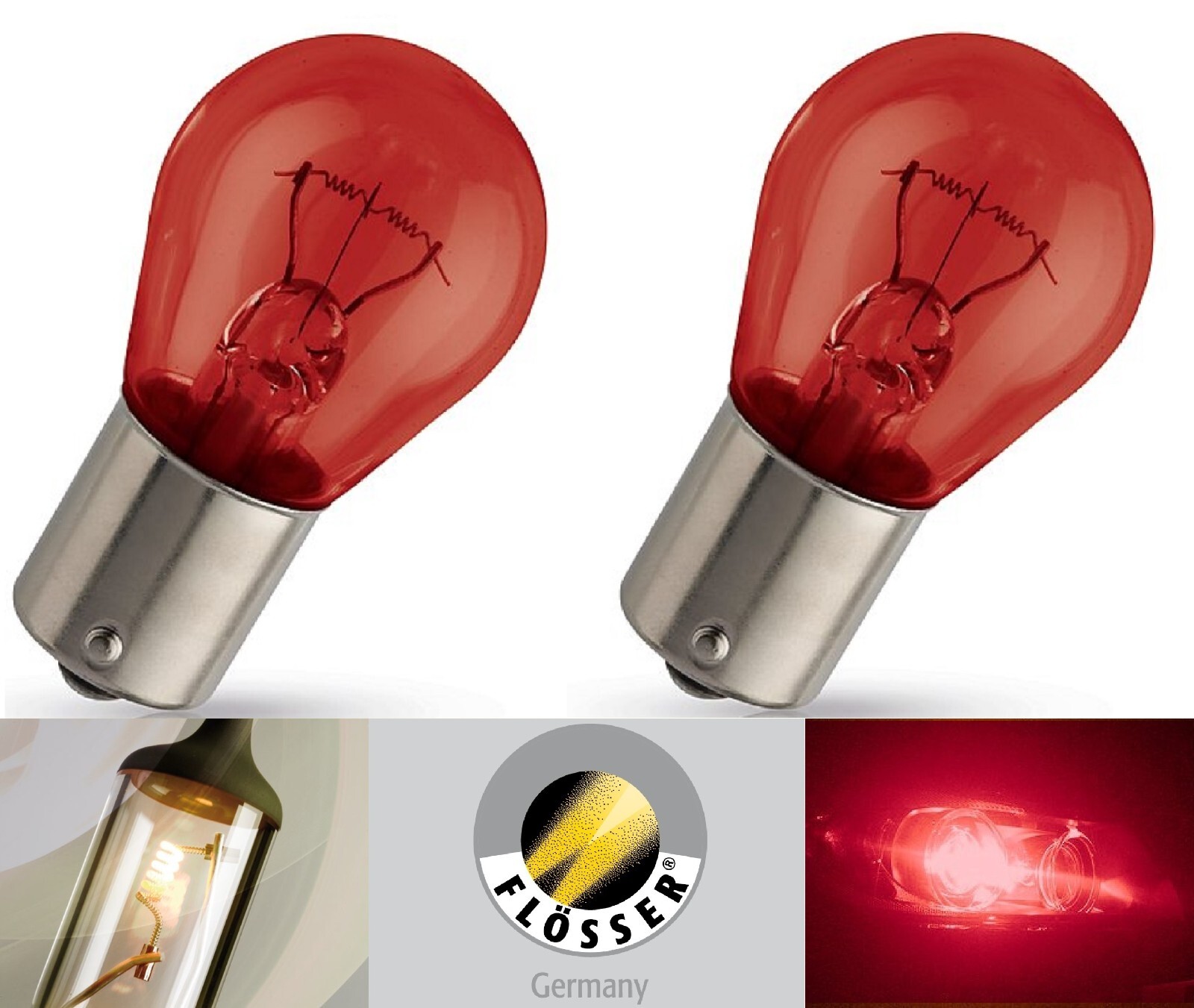 Flosser BAW15s PR21W Red 21W Two Bulbs Stop Brake Rear Fog Light ...