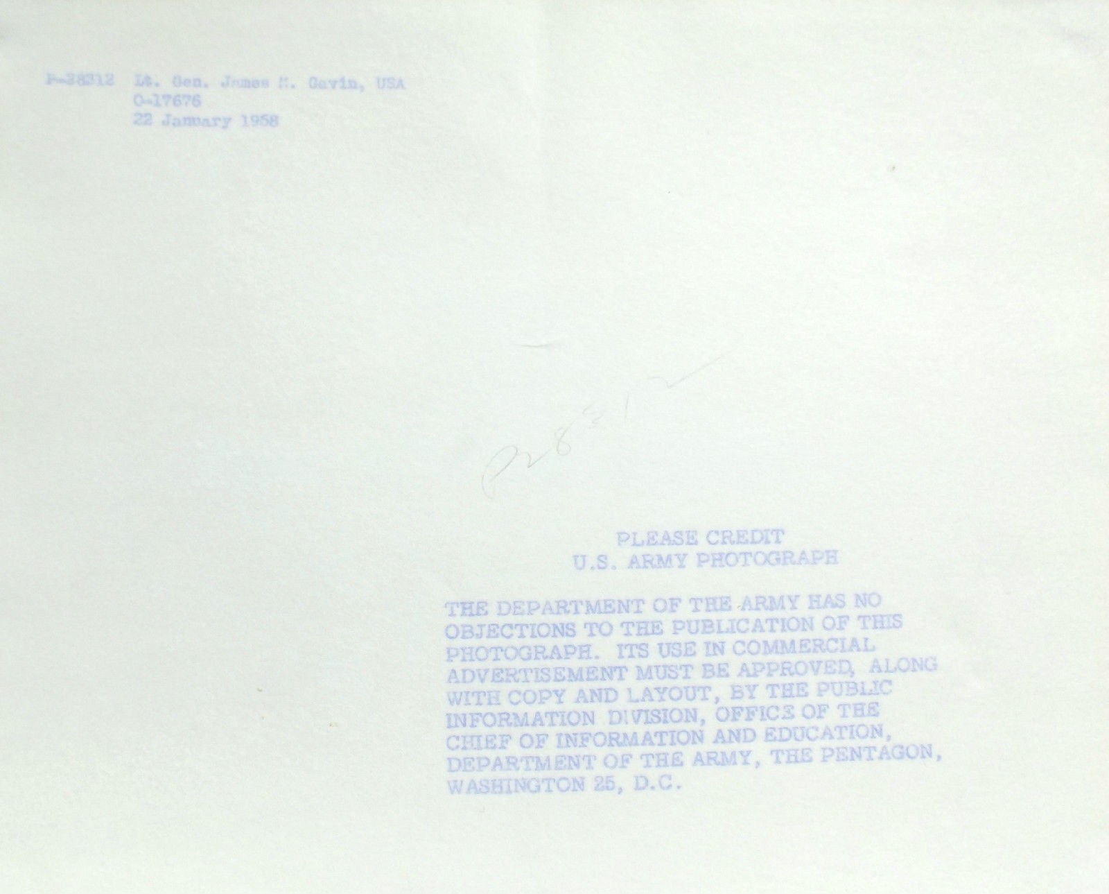 General James M. Gavin Signed Formal Photograph WW II 82nd Airborne ...