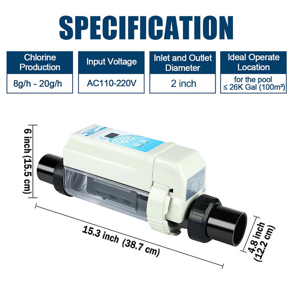 Complete Saltwater Pool System, Salt Chlorine Generator, Up To 26000 ...