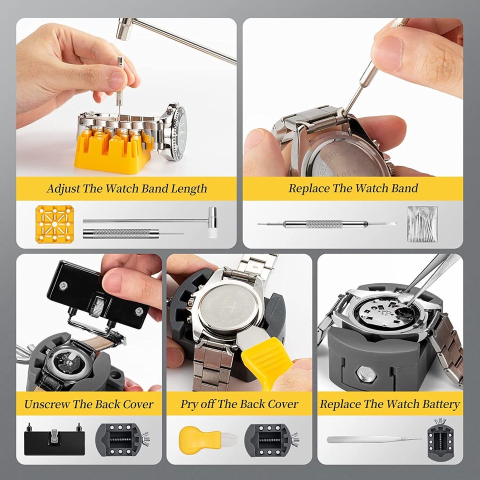 2025 Watch Repair Kit Watchmaker Back Case Remover Opener Link Pin ...