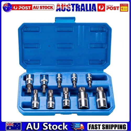 10PC Bit Socket Set XZN 12 Point Triple Square Spline Tamper Proof Bits ...