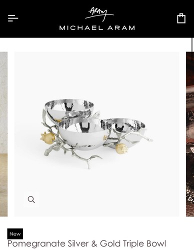 Michael Aram Pomegranate Silver & Gold Triple Bowl | eBay
