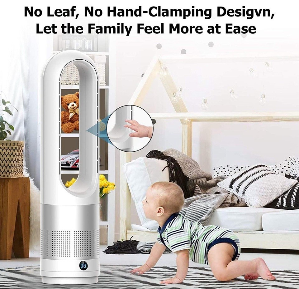 Bladeless Cooling Fan, 22 inch Tower Fan, 80° Oscillating Pedestal Fan ...