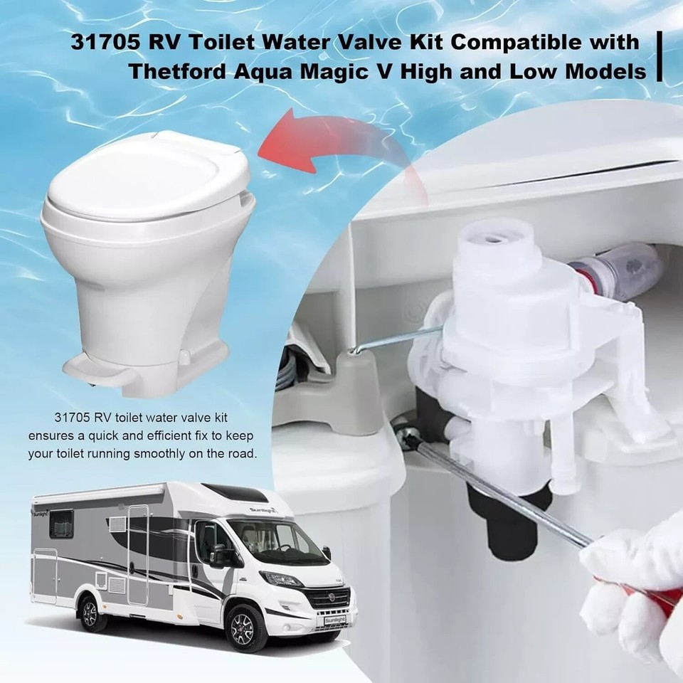Upgraded Thetford Aqua Magic V Toilet Water Valve Kit Assembly For Rv ...