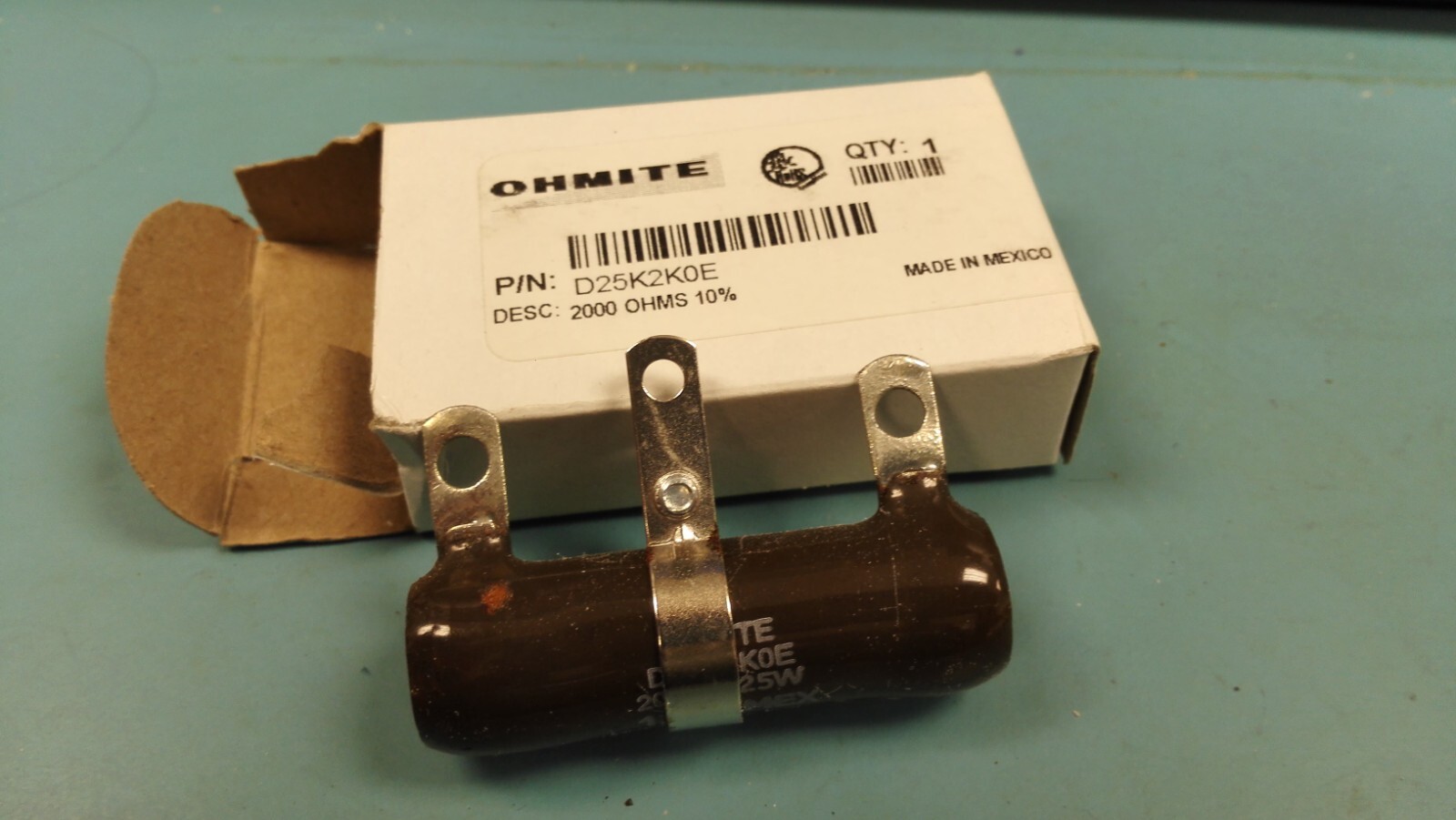 2000 OHMS, 10%, 25W, OHMITE P/N: D25K2K0E , RESISTOR , POWER ADJ 2K OHM ...