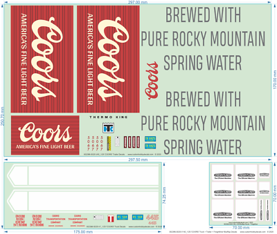 Beer - 'COOR's Truck & Trailer - 1/25 - Water Decal | eBay