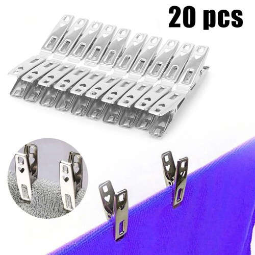 20 Pcs Stainless Steel Metal Hanging Clips Multipurpose Hangers Clip ...