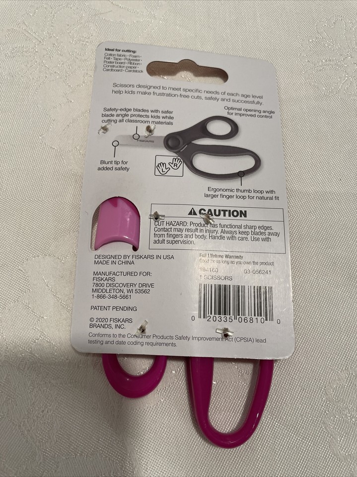 fiskars 5 in. PINK kids scissors blunt tip with eraser sheath | eBay