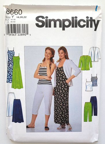 Simplicity Sew Pattern 8660 Misses Knit Dress, Tank Top, Skirt, Pants ...