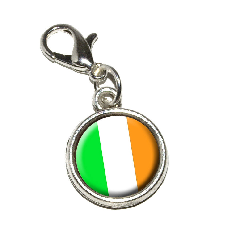 Irish Ireland Flag - Antiqued Bracelet Pendant Charm with Lobster Clasp ...